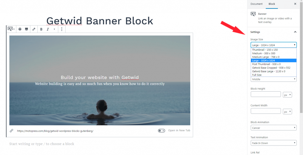 Getwid Blocks: Banner Gutenberg Block - MotoPress