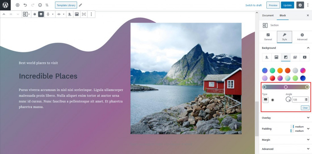 Getwid Blocks: Section Container Gutenberg Block - MotoPress