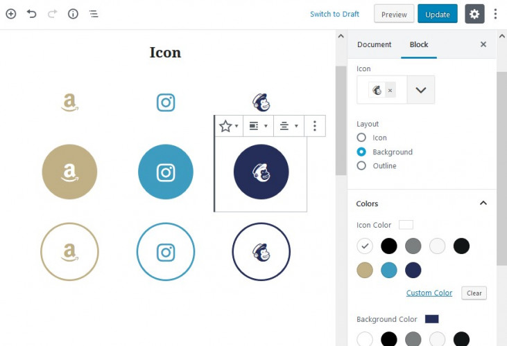 Getwid WordPress Blocks: Icon Gutenberg Block - MotoPress