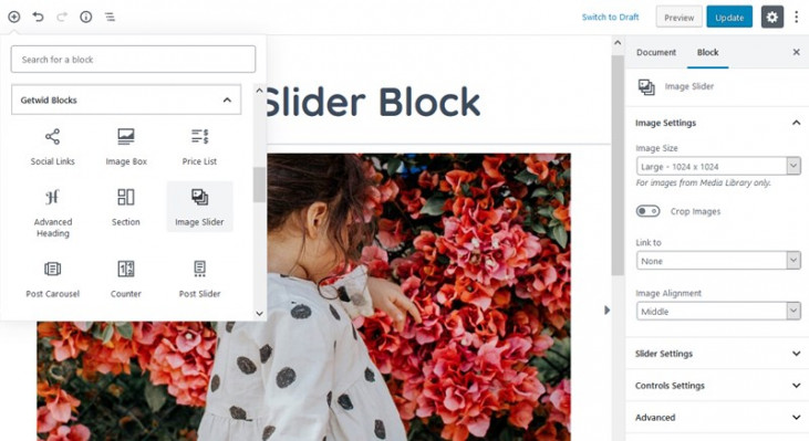 Advance Gutenberg Block for WordPress: Image Slider Block by Getwid - MotoPress