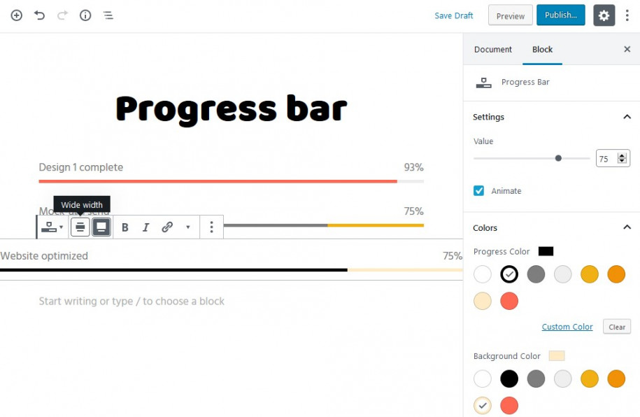 Getwid Blocks: Linear Progress Bar Gutenberg Block - MotoPress