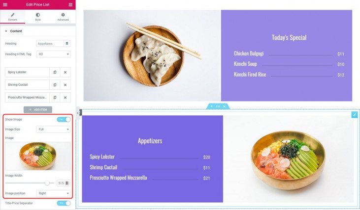 Price Menu & Price List Elementor Widgets - MotoPress