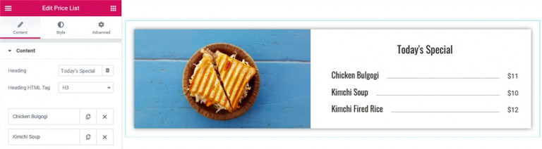 Price Menu & Price List Elementor Widgets - MotoPress