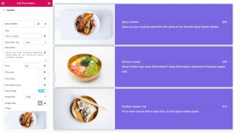 Price Menu & Price List Elementor Widgets - MotoPress