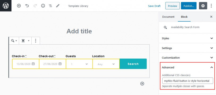 Make Hotel Booking Search Forms Horizontal - MotoPress
