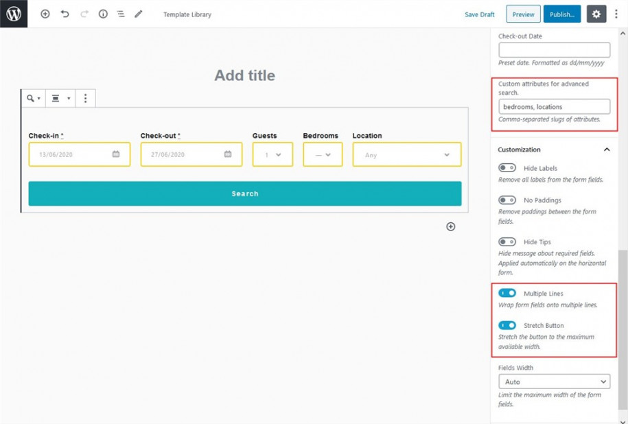 Make Hotel Booking Search Forms Horizontal - MotoPress