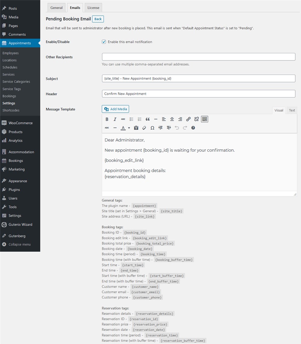WP Appointment Plugin: Email Notifications - MotoPress