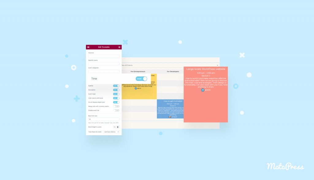 Free Elementor Timetable Widget for Events - MotoPress