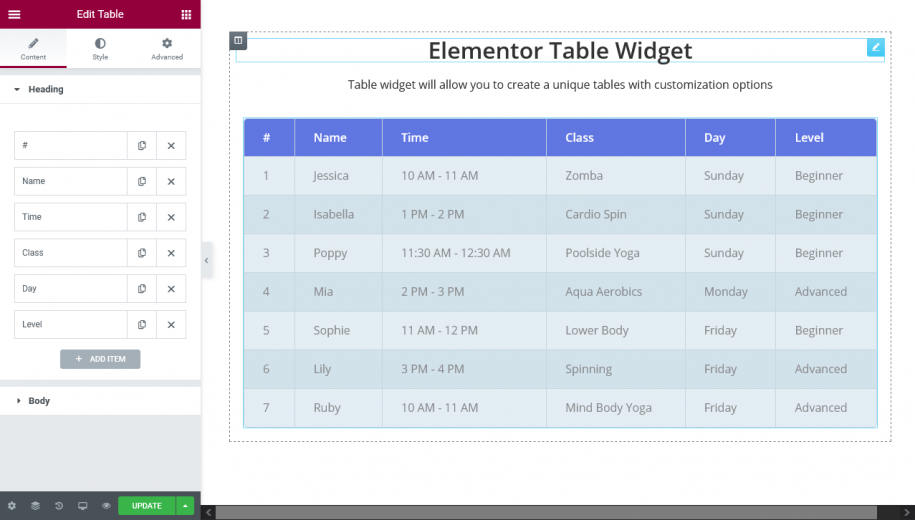 Stratum Widgets: Table Elementor Widget - MotoPress