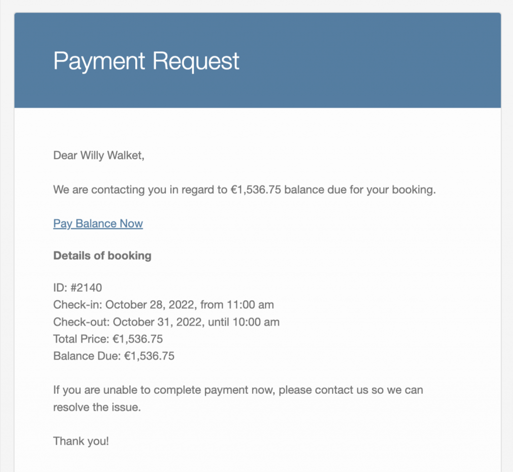 Payment Request - Hotel Booking Addons - MotoPress