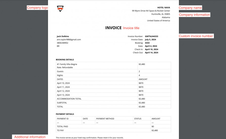 PDF Invoices - Hotel Booking Addons - MotoPress