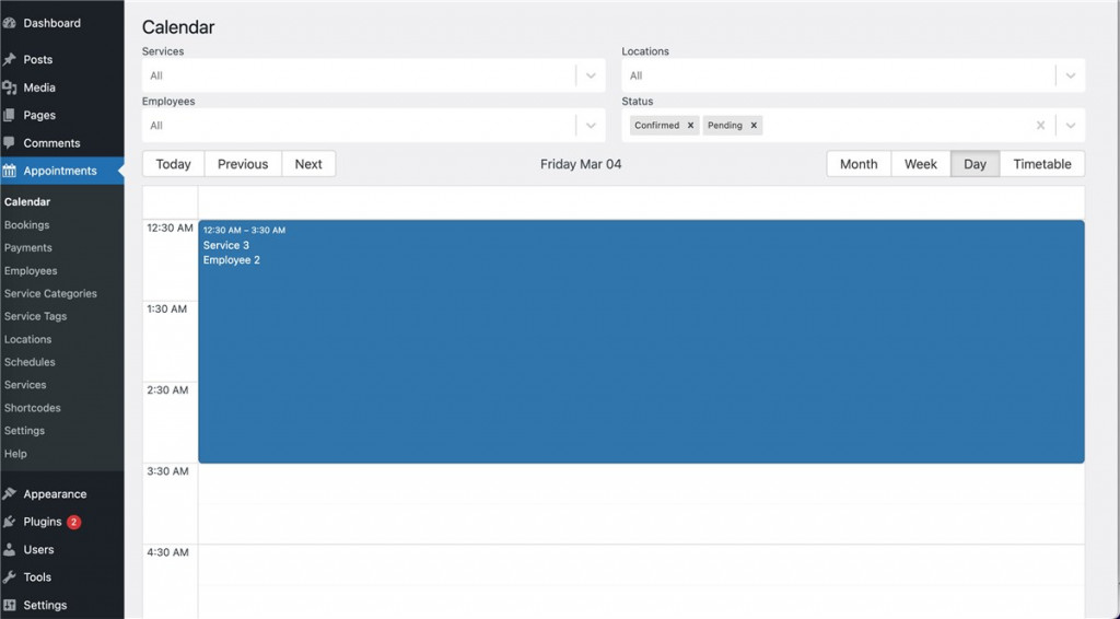 View Appointment Bookings in Calendar - MotoPress