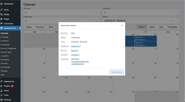 View Appointment Bookings in Calendar - MotoPress