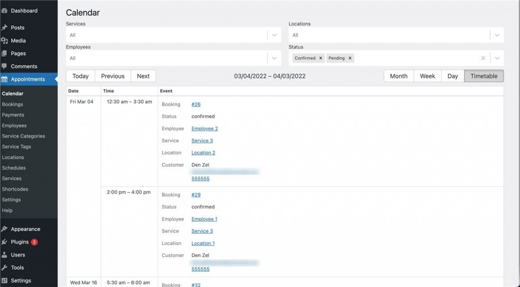 Manage bookings - Bookings - MotoPress