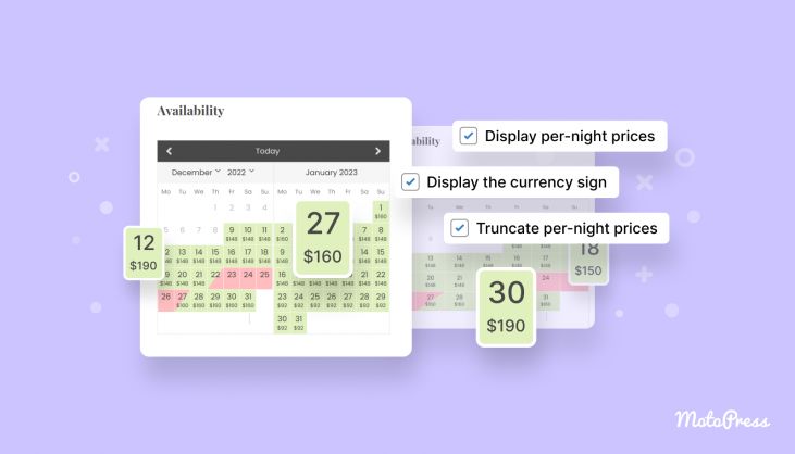 How to Display Prices in Hotel Booking Availability Calendar - MotoPress