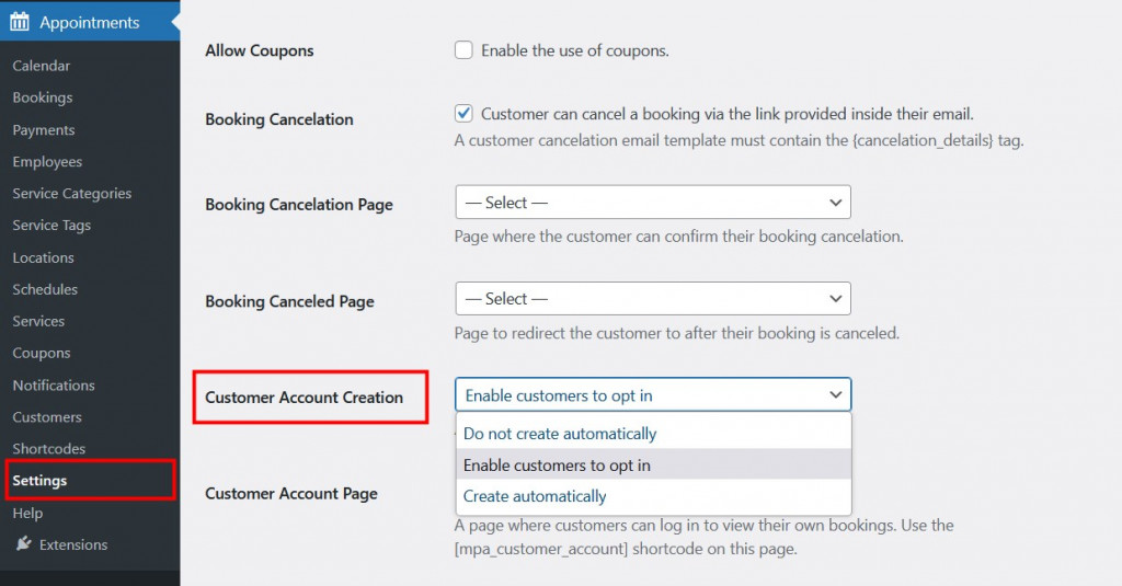 Enable Customer Account Registration since Appointment Booking 1.18.0! - MotoPress