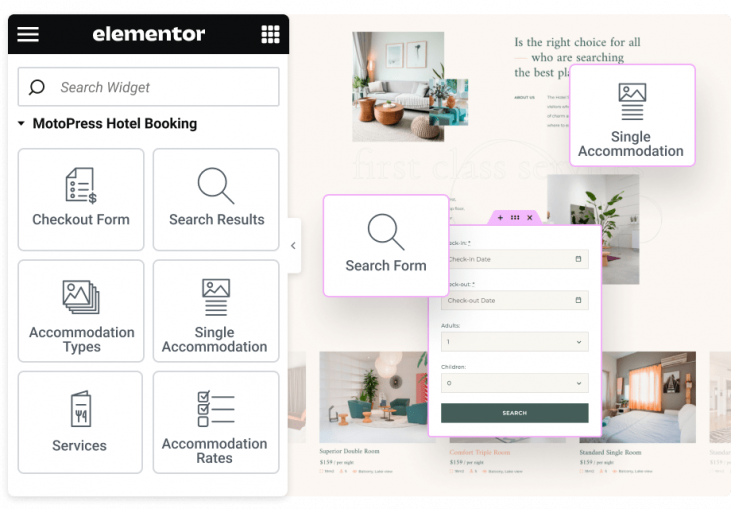 Hotel Booking & Elementor Integration Addon - MotoPress