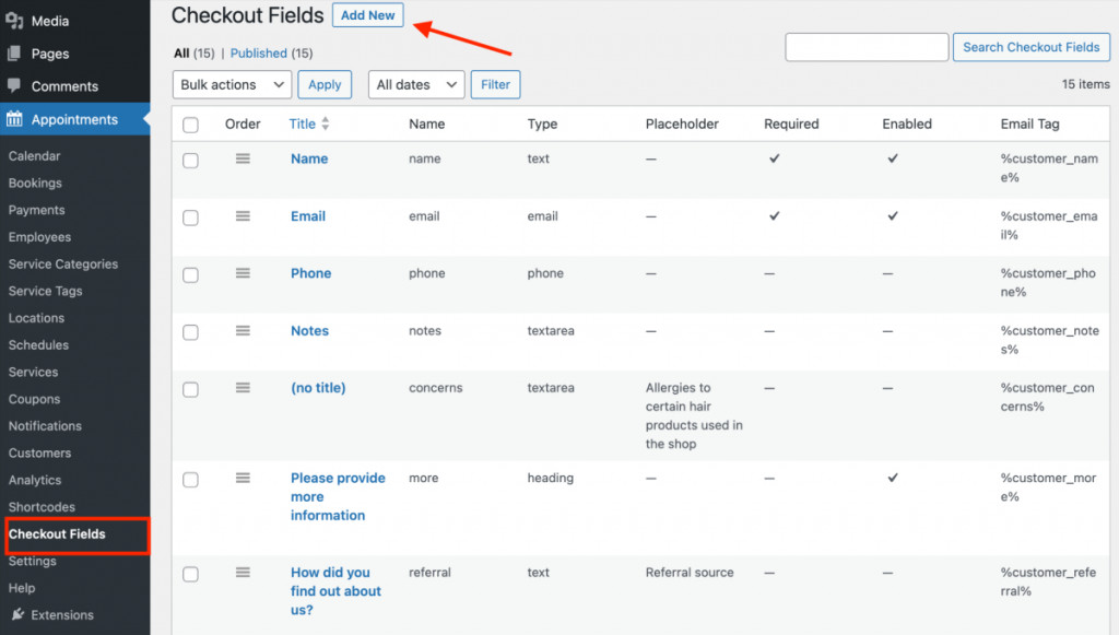 Checkout Fields Editor for Appointment Booking Plugin - MotoPress