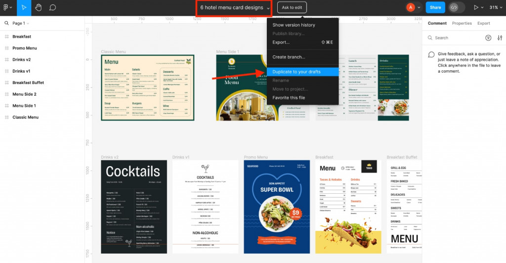 Hotel Menu Card: Download Beautiful Design Templates - MotoPress