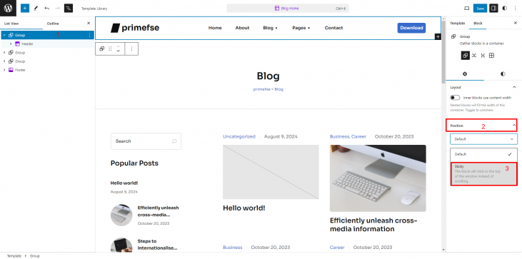 How to Create a WordPress Sticky Header without Plugin (Using a Group ...