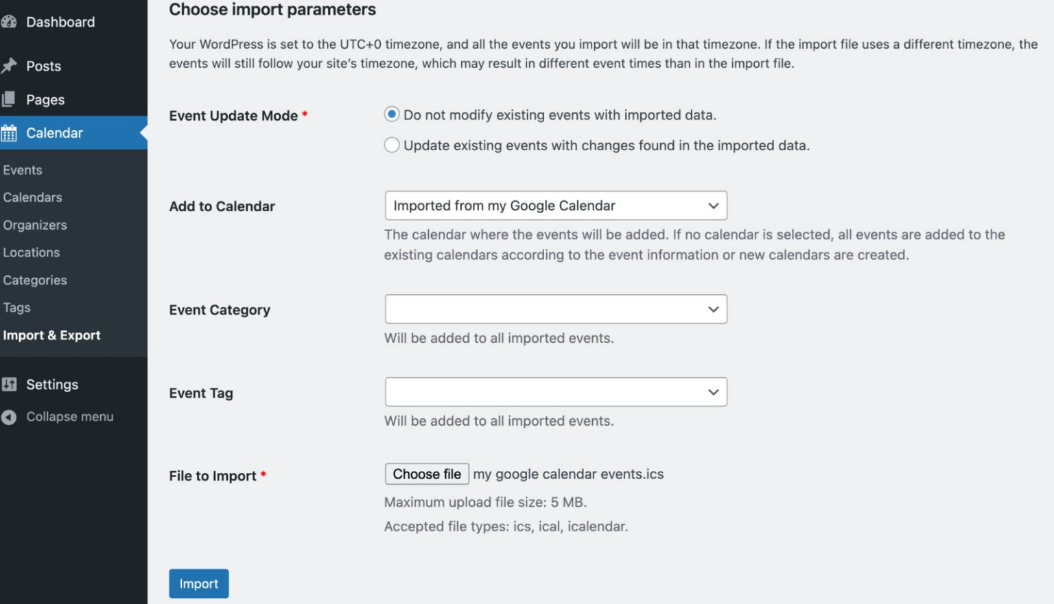 WordPress iCal Import & Export in Events Calendar Plugin - MotoPress