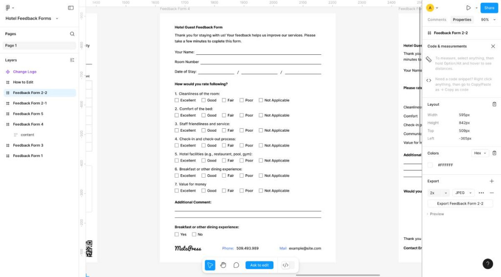 Get Your Free Hotel Feedback Form Templates for Figma! - MotoPress