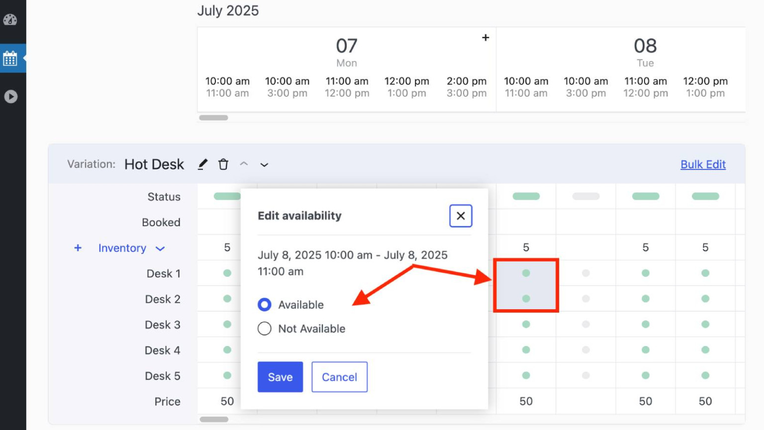 Availability (Hourly, Daily, Changeover) - Booking Calendar - MotoPress