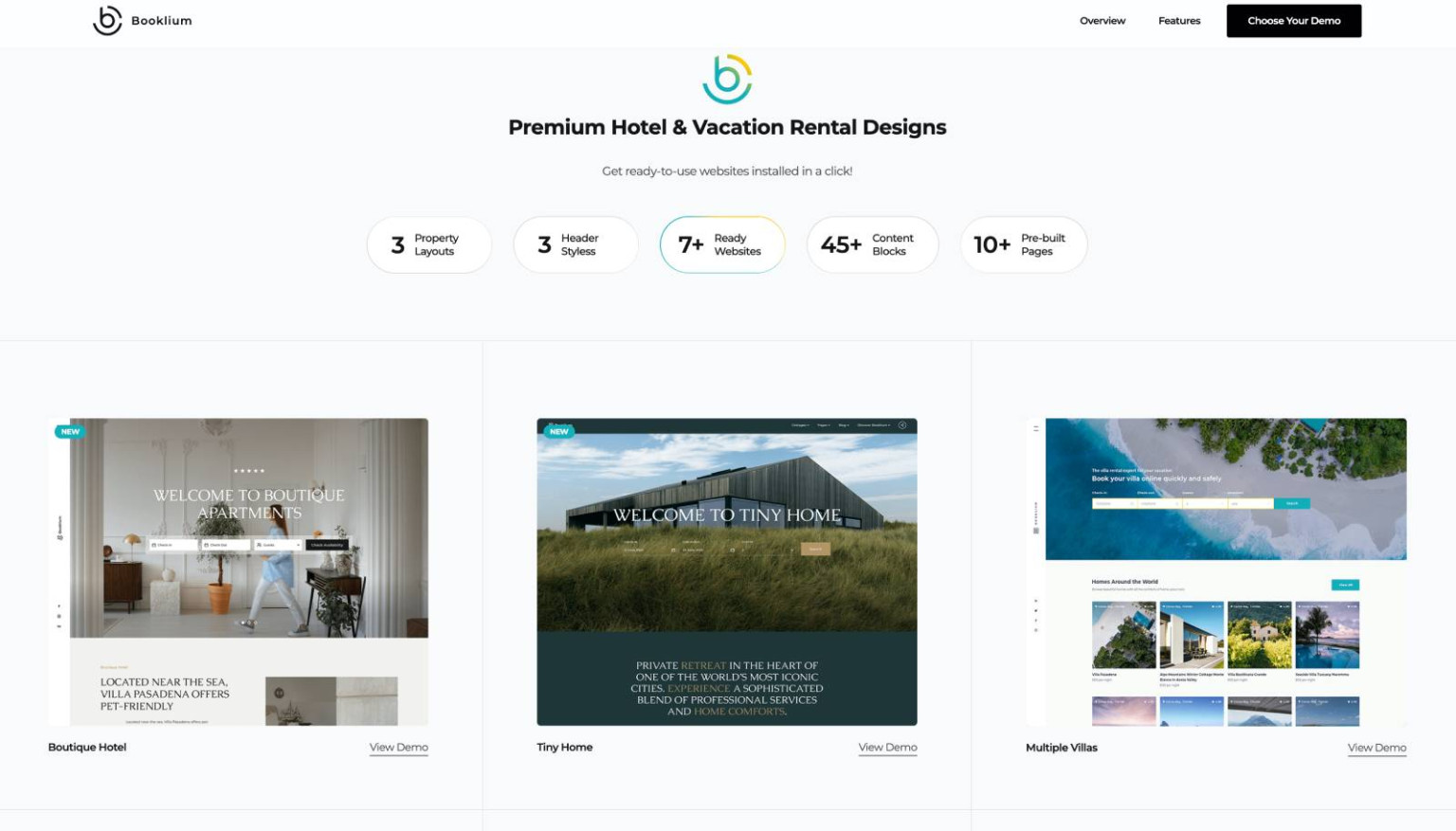 Booklium Gets Two Brand-New Skins: Boutique Hotel & Tiny Home - MotoPress